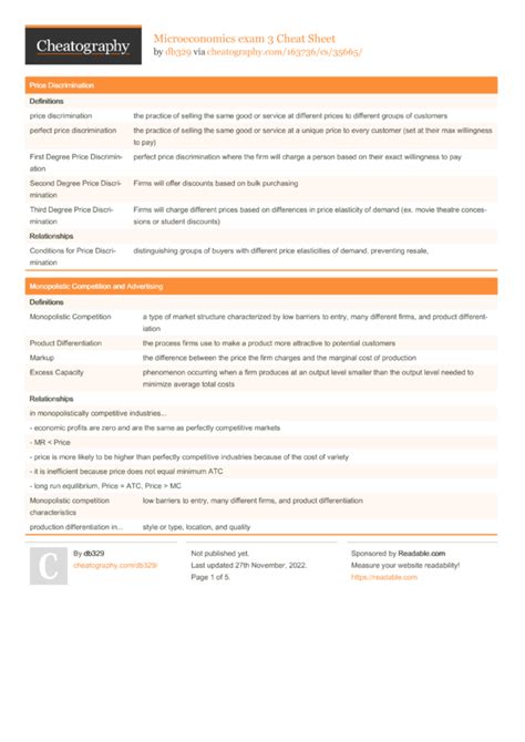 Microeconomics Exam 3 Cheat Sheet By Db329 Download Free From Cheatography