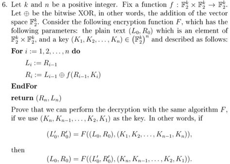 6 Let K And N Be A Positive Integer Fix A Function