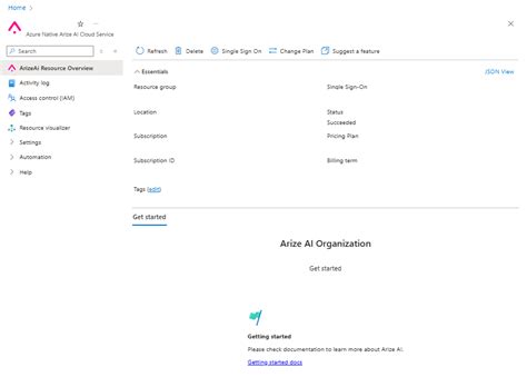 manage an arize ai resource through the azure portal azure native