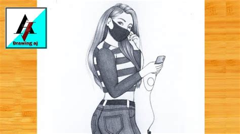 Girl With Face Mask Drawing Best Friend Drawings How To Draw A Girl With Mask Step By Step