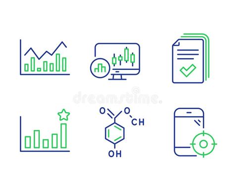 Candlestick Chart Efficacy And Infochart Icons Set Handout Chemical Formula And Seo Phone