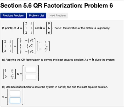 Section 56 Qr Factorization Problem 6 Previous Problem Problem List