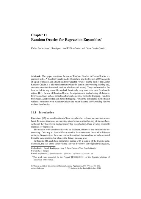 Pdf Random Oracles For Regression Ensembles