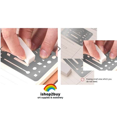 Eraser Shield With 27 Different Holes Stainless Steel Technical Drawing