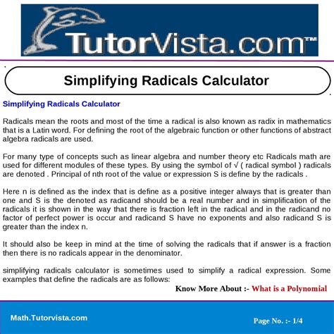 Simplify Radical Expressions Calculator