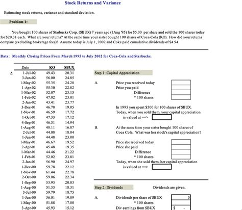 Stock Returns And Variance Estimating Stock Returns