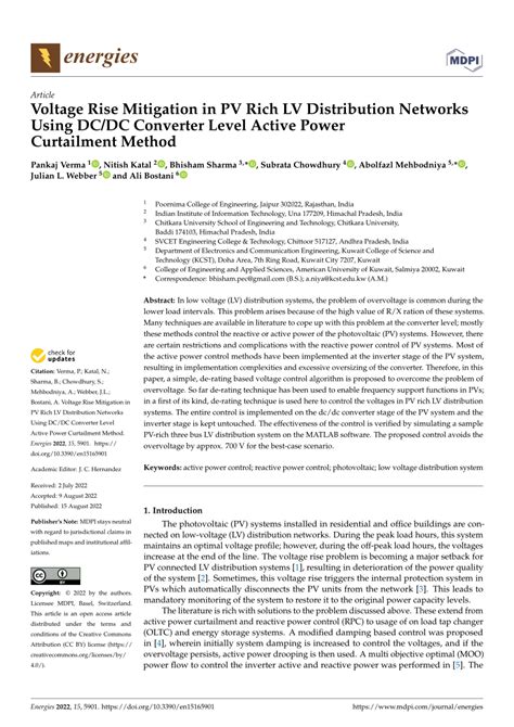 Pdf Voltage Rise Mitigation In Pv Rich Lv Distribution Networks Using Dc Dc Converter Level