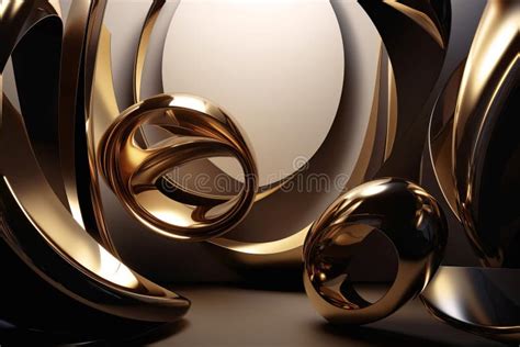 Abstract Three Dimension Fashion Golden Background Generate Ai Stock
