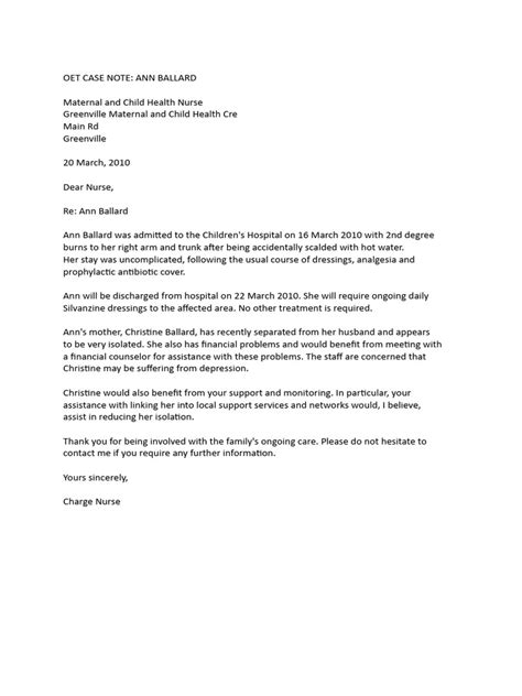 Oet Case Note Ann Ballard Pdf