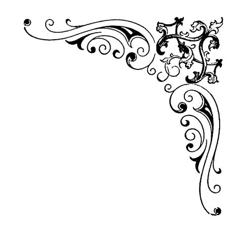 Digital Stamp Design Flourish Rose Border Corner Clip Art Digital Scrapbooking Crafting Designs