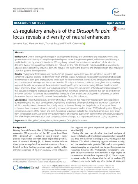 Pdf Cis Regulatory Analysis Of The Drosophila Pdm Locus Reveals A