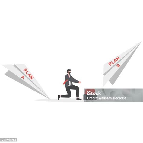 플랜 B 비즈니스 메타포의 시작 플랜 A와 플랜 B 벡터 일러스트 레이 션 평면 디자인 성공 해결 및 실패 남자 사업가에 대한 스톡 벡터 아트 및 기타 이미지 Istock