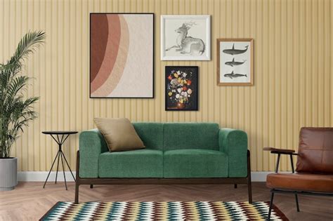 레트로 거실 Psd 인테리어 무료 Psd 파일