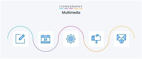 Multimedia Azul 5 5 Icono Paquete Incluso Correo Correo 19746204