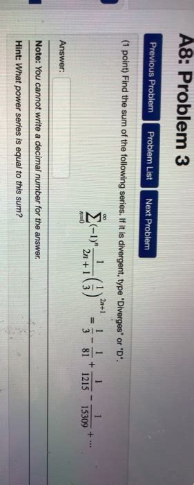 Solved A8 Problem 3 Previous Problem Problem List Next