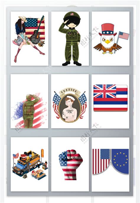 手绘风格美国国旗文化装饰图片素材 编号29514338 图行天下