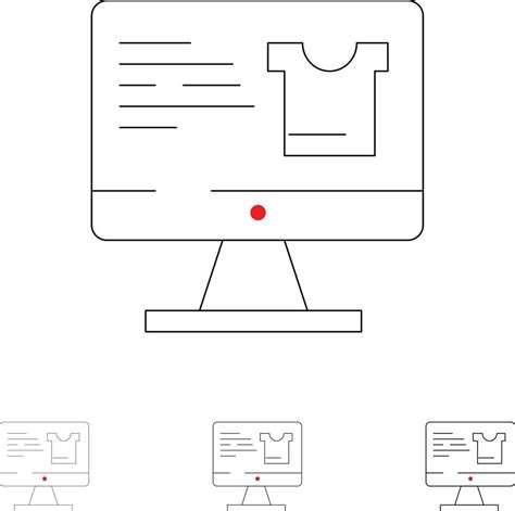 Computer Screen Monitor Shopping Bold And Thin Black Line Icon Set