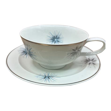 Vintage Atomic Easterling Celestial Pattern Teacup And Saucer Bavaria