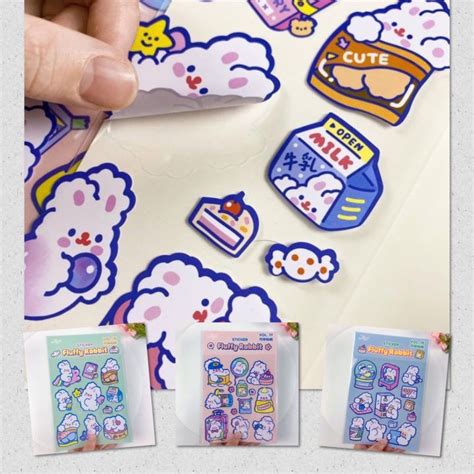 💢 สติ๊กเกอร์ รุ่น กระต่าย Sticker น่ารัก สำหรับติดตกแต่ง Diy ติดแน่น ทนนาน วัสดุ Pvc กันน้ำ