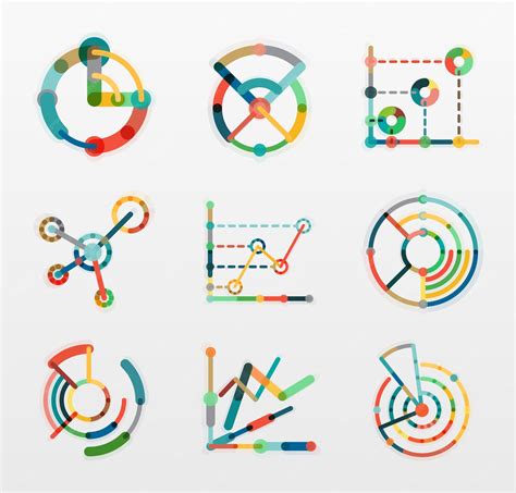 Premium Vector Thin Line Chart Logo Set Graph Icons Modern Colorful Flat Style