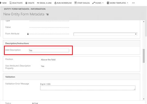 set description field as display name in dynamics 365 portal dynamics