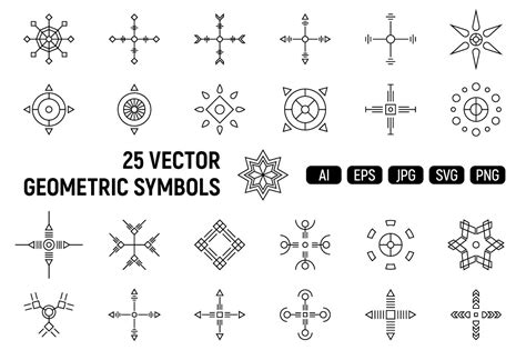 25 Abstract Geometric Symmetric Shapes Graphic By Avk Graphics