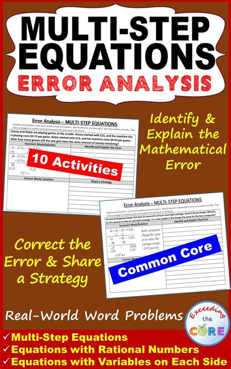 Multi Step Equations Error Analysis Find The Error Print And Digital
