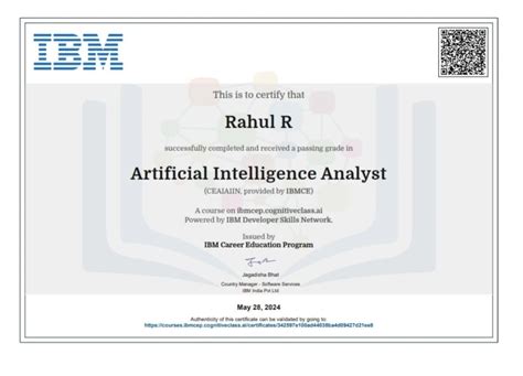 Rahul R On Linkedin Successfully Completed Ibm Ai Analyst Course