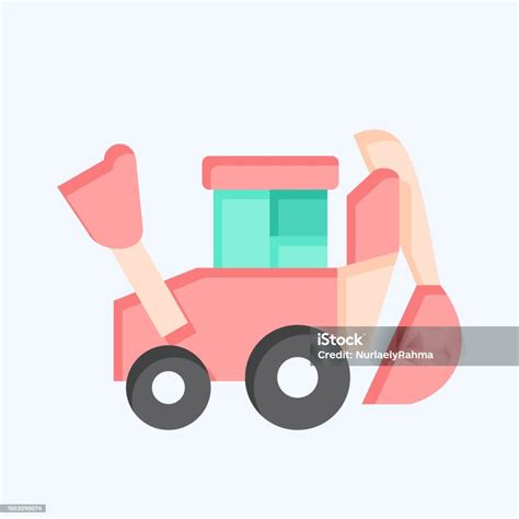 아이콘 백호 건설 차량 기호와 관련이 있습니다 플랫 스타일 심플한 디자인 편집 가능 간단한 그림 개체 그룹에 대한 스톡 벡터