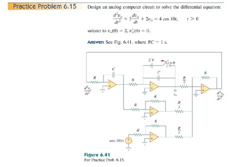 Practice Problem 615 Design An Analog Computer Circuit To Solve The Diff