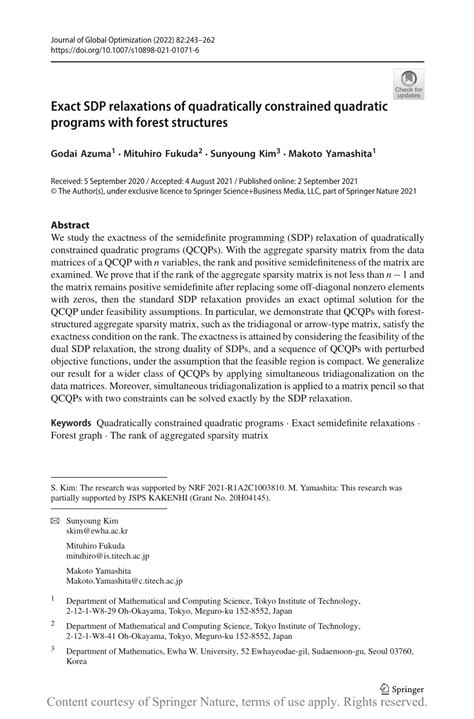 Exact Sdp Relaxations Of Quadratically Constrained Quadratic Programs With Forest Structures