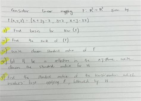 Solved Consider Livear Mapping Fr3→r3 Given By