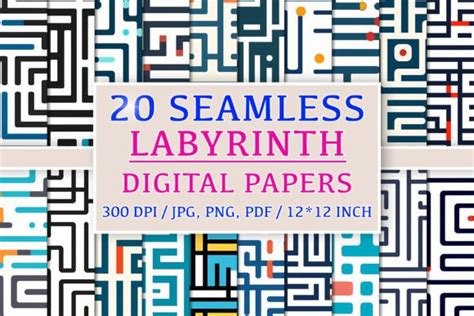 20 Seamless Labyrinth Maze Patterns Graphic By Nordicdesign · Creative Fabrica
