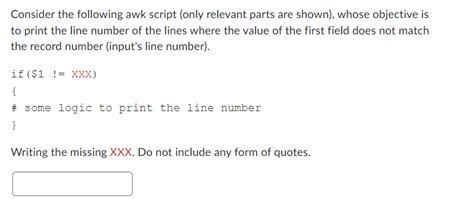 Solved Consider The Following Awk Script Only Relevant
