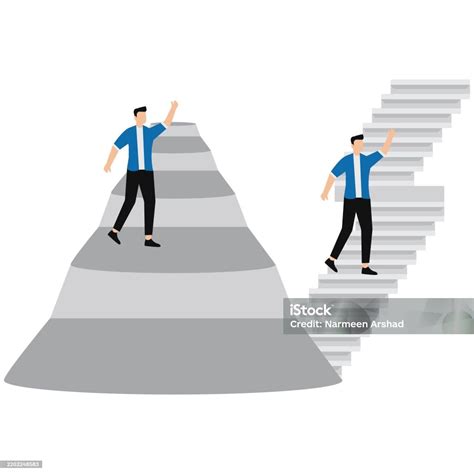 쉬운 길을 택하세요 어려운 방법과 쉬운 방법 사이에서 해결하는 두 가지 사업가의 차이점 개념에 대한 스톡 벡터 아트 및 기타 이미지 개념 개선 경영자 Istock