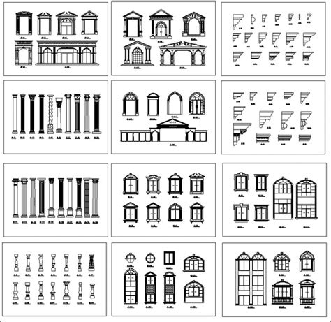 Architectural Classical Element Autocad Blocks V1】all Kinds Of