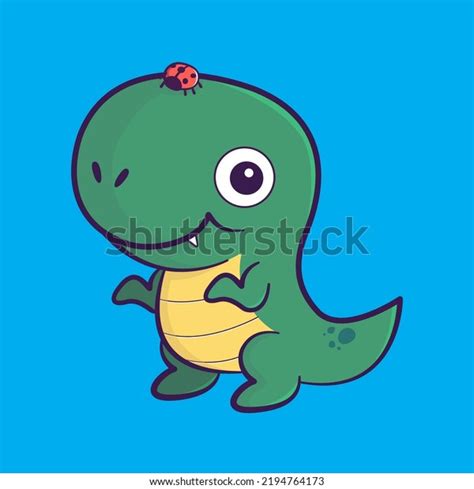 Cute Dinosaur Playing Ladybug Stock Vector Royalty Free 2194764173