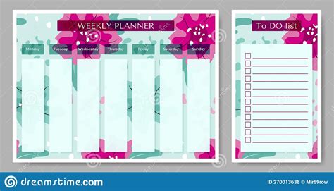 Trendy Floral Weekly Planner With To Do List Stock Vector Illustration Of List Diary 270013638