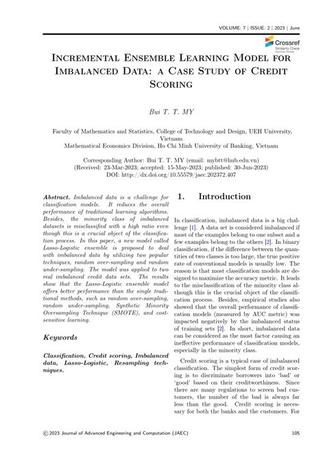 Pdf Incremental Ensemble Learning Model For Imbalanced Data A Case