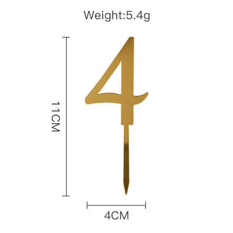 Number 4 Luxe Gold Acrylic Cake Topper Top Party Supplies Hoppers