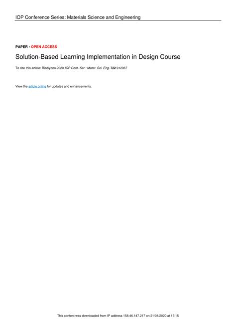 Pdf Solution Based Learning Implementation In Design Course