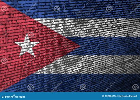 cuba flag is depicted on the screen with the program code the concept