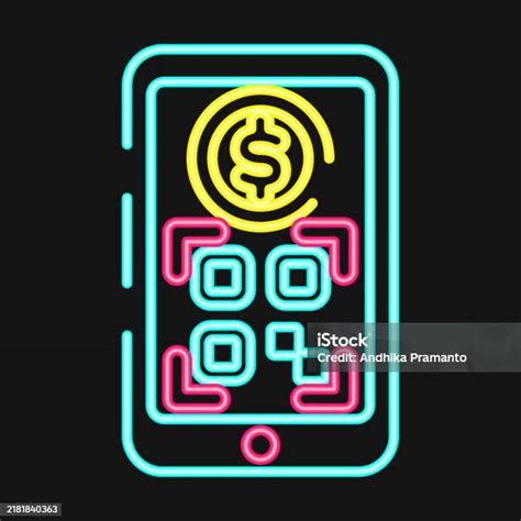 아이콘 온라인 결제 바코드 및 Qr 코드 요소 네온 스타일의 아이콘 인쇄물 포스터 로고 광고 인포그래픽 등에 적합합니다 Brand Name Smart Phone에 대한 스톡
