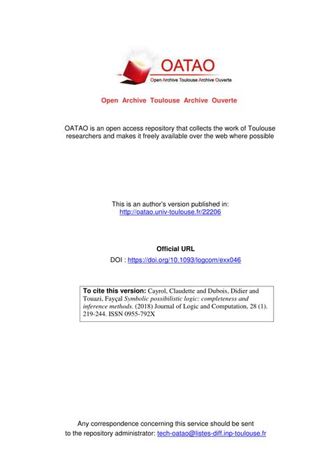 Pdf Symbolic Possibilistic Logic Completeness And Inference Methods