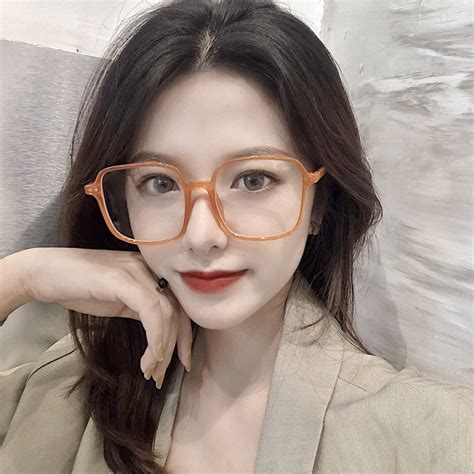 gm超大黑框眼镜女ins网红素颜装饰镜韩版复古圆形近视粗框眼镜框 虎窝淘