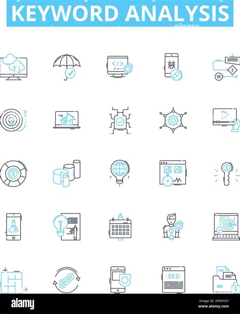keyword analysis vector line icons set keyword analysis research