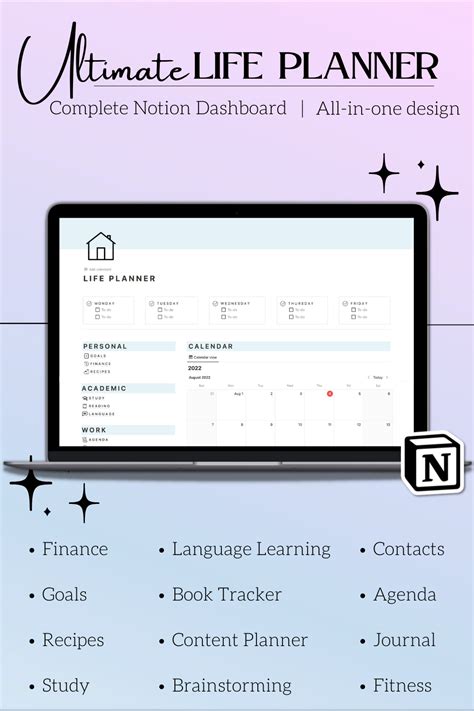 Notion Template Life Planner Notion Dashboard Student Etsy New