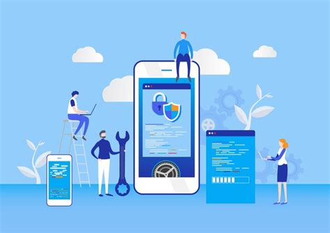 Premium Vector Mobile Application Development Process Flat Cartoon