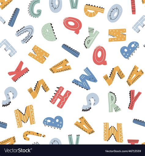 Abc Seamless Pattern In Simple Cartoon Style Cute Vector Image