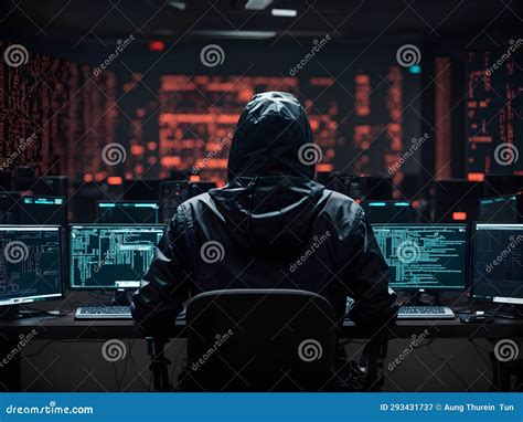 Hackers Using Laptops With Binary Codes Digital Interfaces Stock Image Image Of Blurry Device